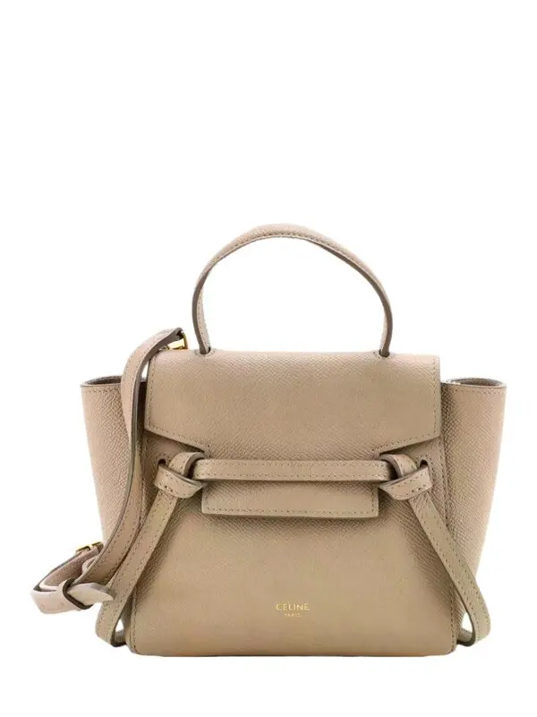 Celine Belt Bag Textured Leather Pico Shoulder Bag - Neutrals
