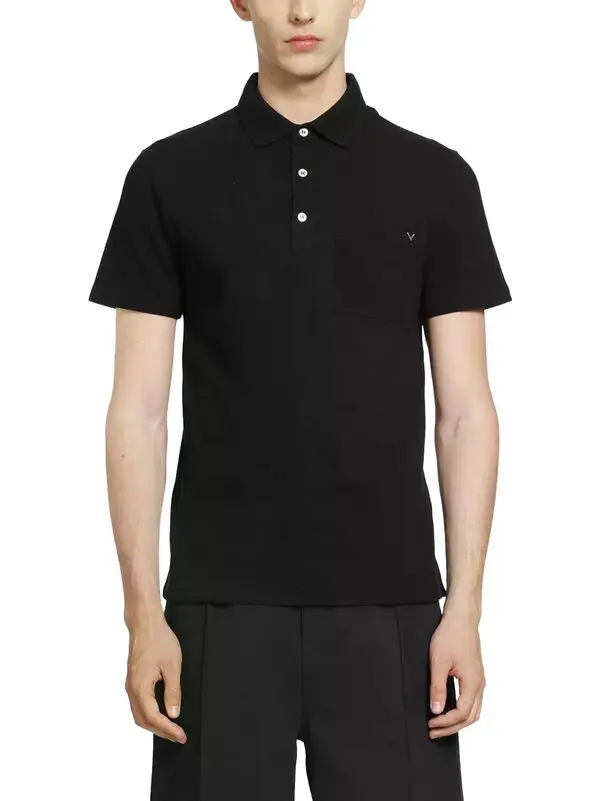 Valentino Garavani Vlogo Pocket Cotton Polo Shirt - Black