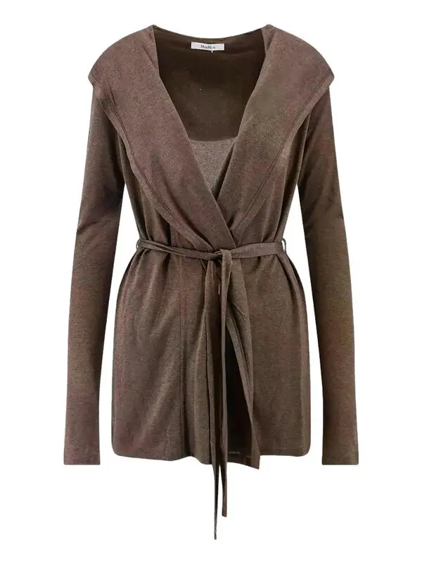 Max Mara Belted Lyocell-blend Cardigan - Brown