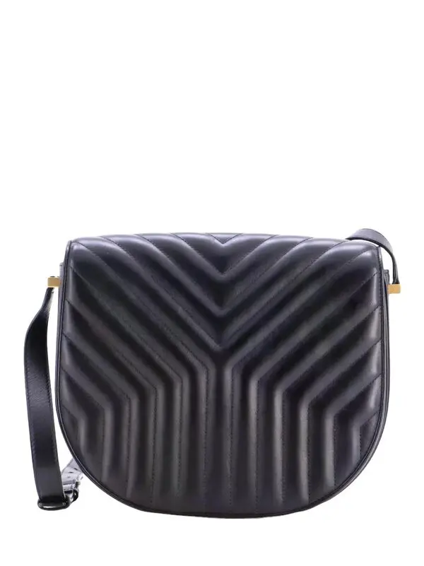 Saint Laurent Joan Matelasse Chevron Leather Medium Satchel - Black