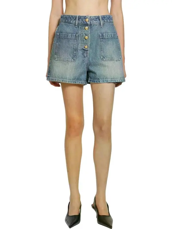 Valentino Garavani Button-front Patch-pocket Shorts - Blue