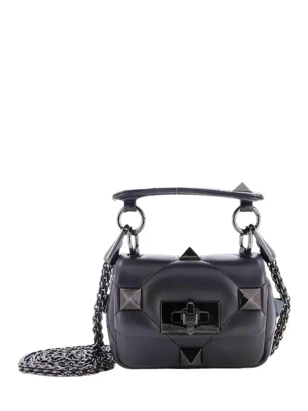 Valentino Garavani Roman Stud Flap Bag Quilted Leather Mini Shoulder Bag - Black