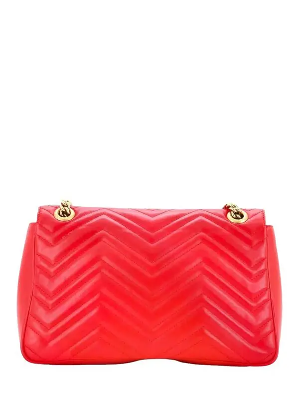 Gucci Gg Marmont Flap Bag Matelasse Leather Large Shoulder Bag - Red