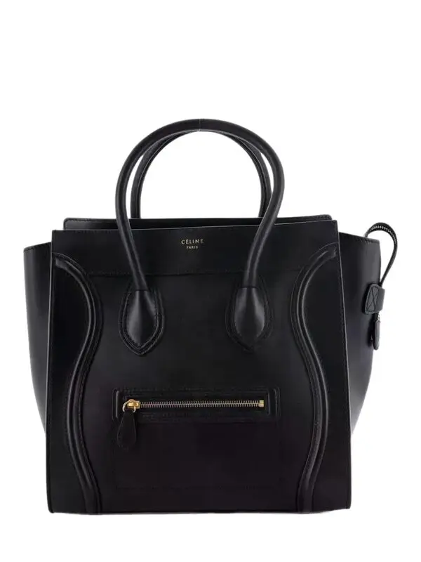 Celine Luggage Bag Smooth Leather Mini Tote Bag - Black