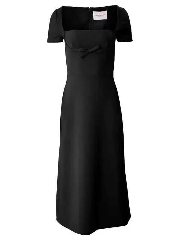 Carolina Herrera Bow-detail Square-neck Midi Dress - Black