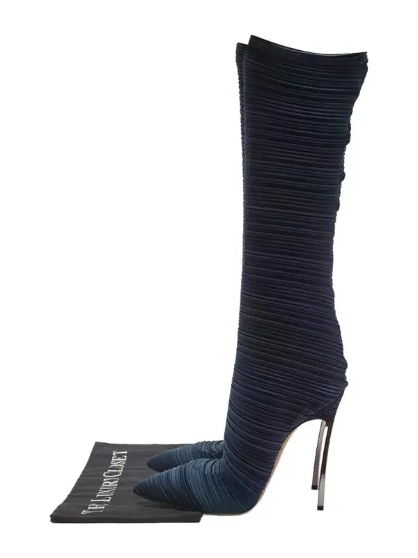 Casadei Blade Plissé Ankle Boots - Blue
