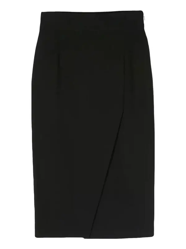 Moschino Front-slit Crepe Midi Skirt - Black