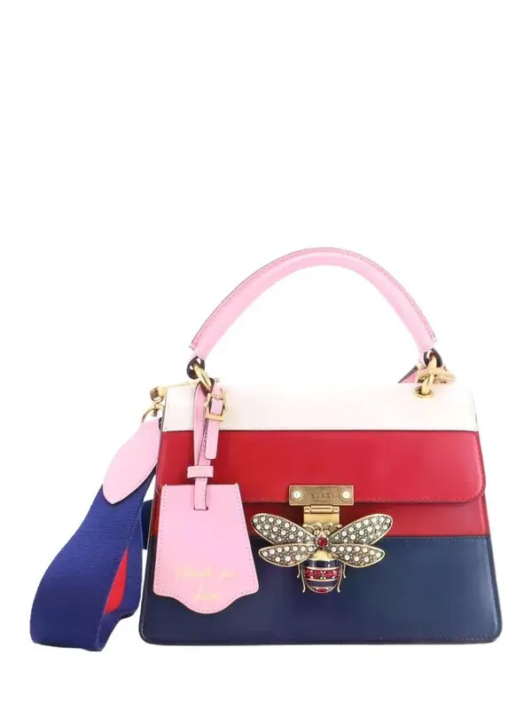Gucci Queen Margaret Top Handle Bag Colorblock Leather Small Satchel - Blue