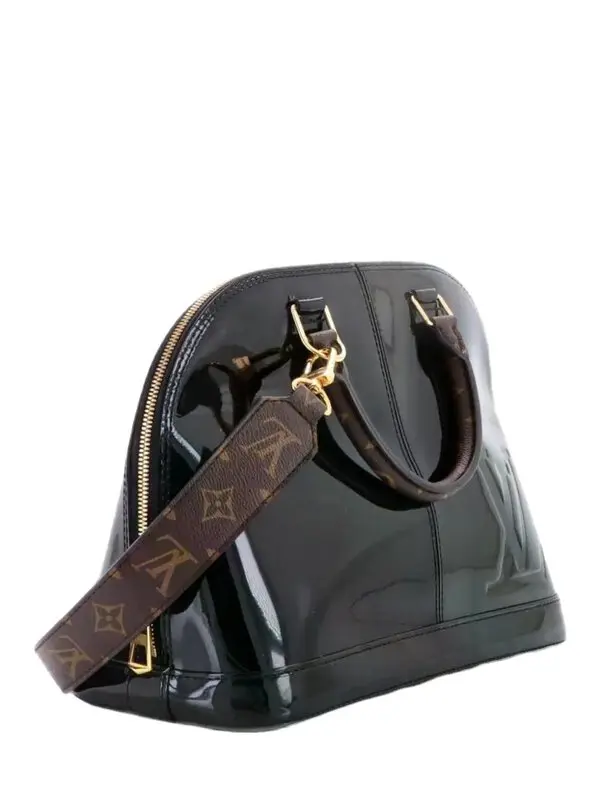 LOUIS VUITTON Alma Handbag Vernis With Monogram Canvas Pm Satchel - Black
