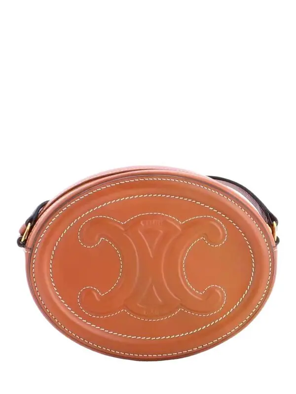 Celine Triomphe Oval Leather Crossbody Bag - Brown