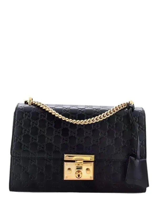 Gucci Padlock Guccissima Leather Medium Shoulder Bag - Black