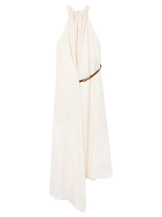REISS Evie Gathered Half-belt Woven Maxi Dress - Ivory