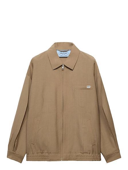 Prada Logo-patch Mohair Wool Blouson Jacket - Brown