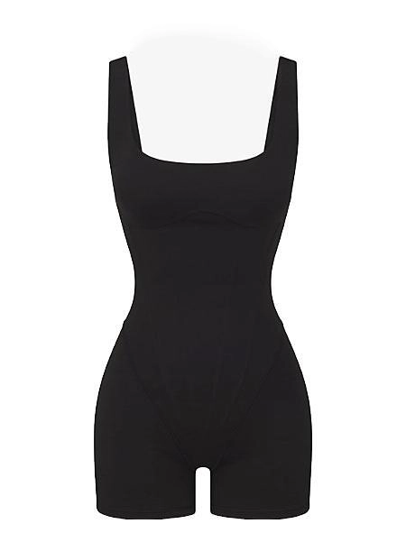 NIKESKIMS Matte 2-inch Corset Studio Bodysuit - Obsidian