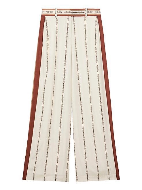 REISS Lydia Chain-print Wide-leg Woven Trousers - Ivory