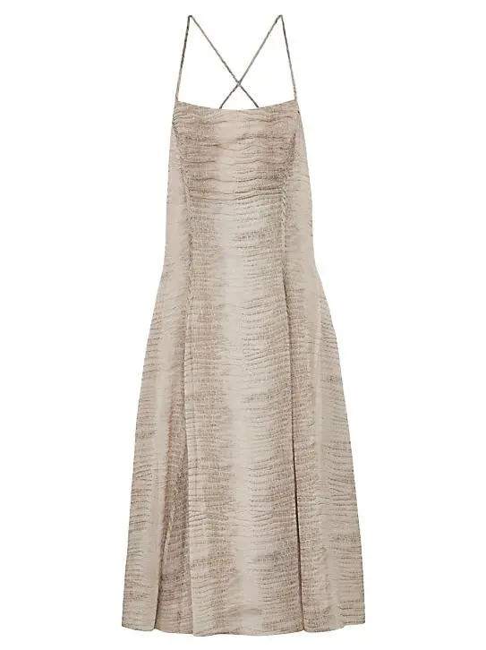REISS Eloise Snake-print Woven Midi Beach Dress - Neutral