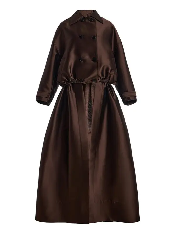 Burc Akyol Convertible Satin Bomber Coat - Brown