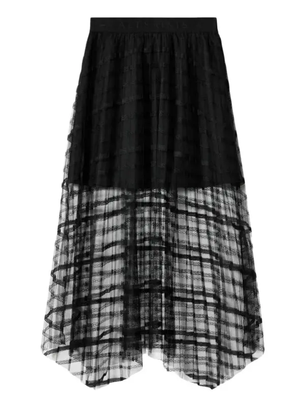 ALLSAINTS Sheer Overlay Celia Midi Skirt - Black