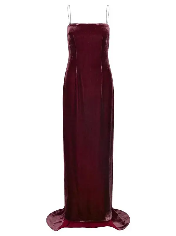 ROTATE BY BIRGER CHRISTENSEN Silk Velvet Strap Dress - Red