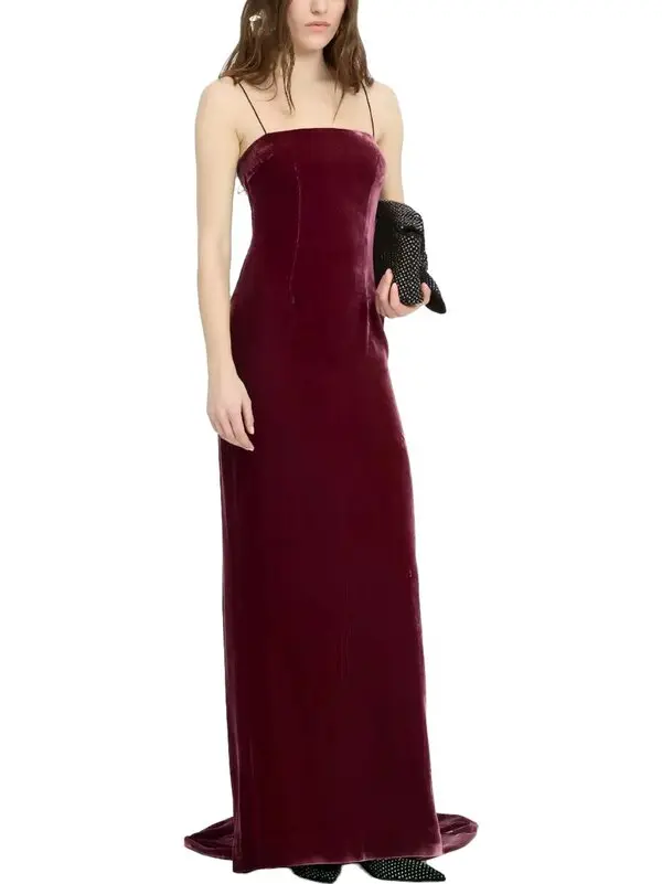 ROTATE BY BIRGER CHRISTENSEN Silk Velvet Strap Gown - Red