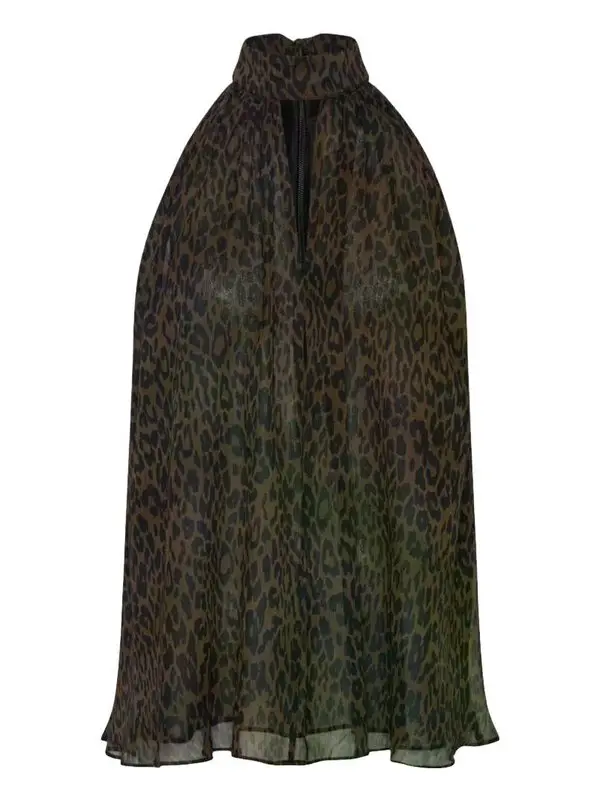 ROTATE BY BIRGER CHRISTENSEN Leopard-print Halterneck Top - Brown