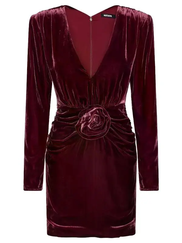 ROTATE BY BIRGER CHRISTENSEN Silk Velvet Mini Dress - Red