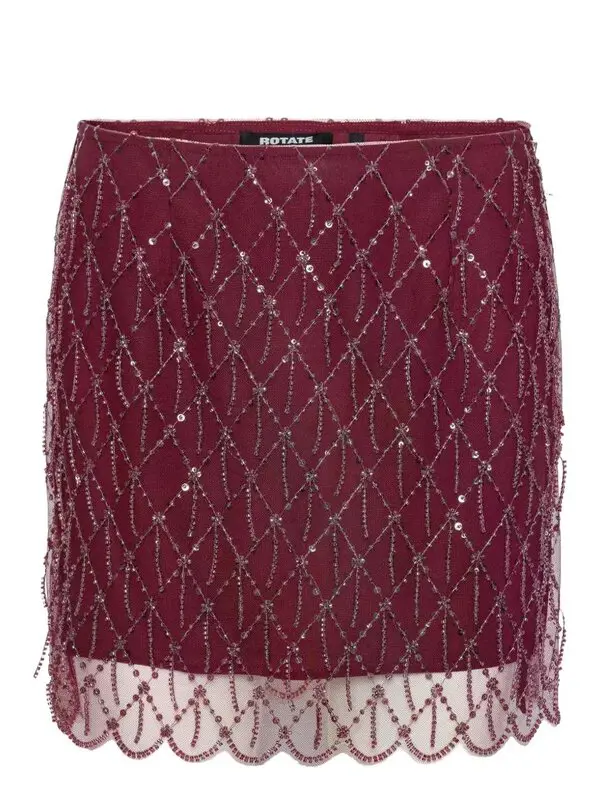 ROTATE BY BIRGER CHRISTENSEN Sequins Mini Skirt Dark - Red