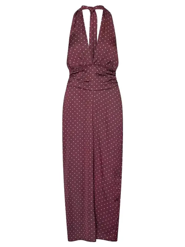 ROTATE BY BIRGER CHRISTENSEN Dot Halterneck Scarf Dress - Red