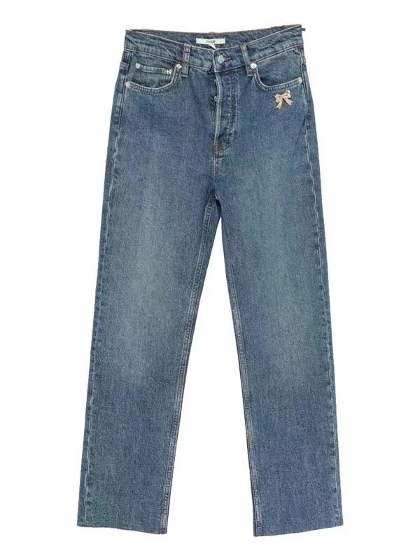 Maje Bow-embellished Straight-leg Jeans - Blue