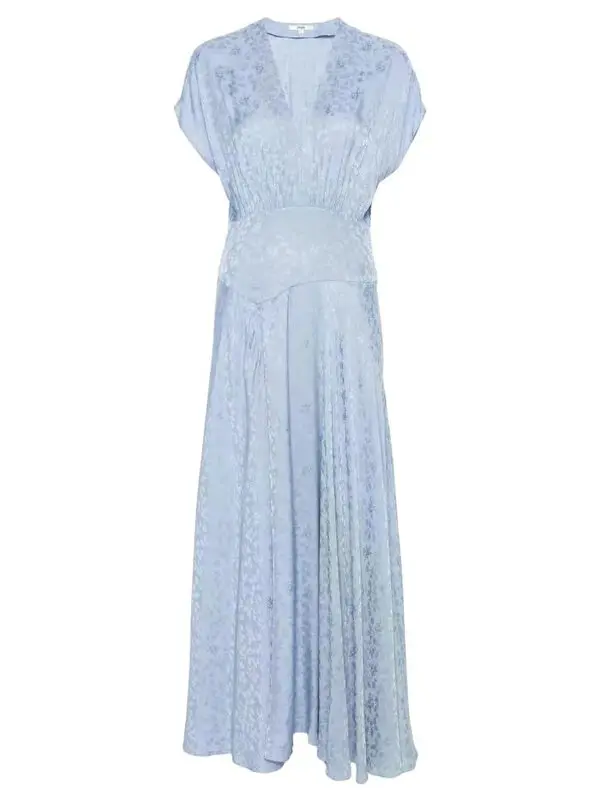 Maje Floral-jacquard V-neck Maxi Dress - Blue