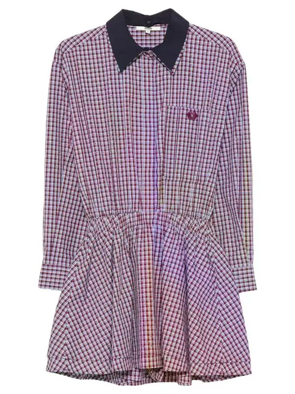 Maje Checked Cotton Mini Dress - Red