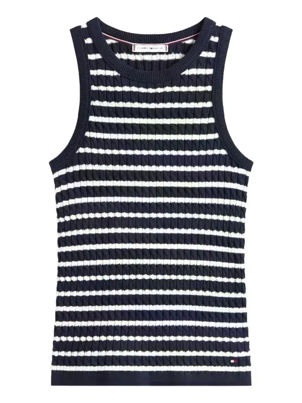 Tommy Hilfiger Cable-knit Striped Top - Blue