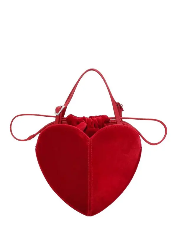 ROTATE BY BIRGER CHRISTENSEN Heart-shaped Velvet Bag With Drawstring - Red