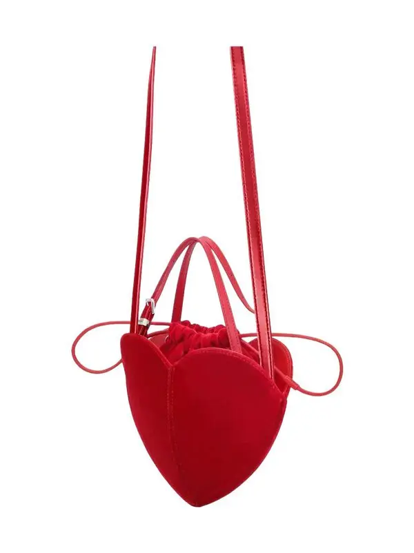 ROTATE BY BIRGER CHRISTENSEN Heart-shaped Velvet Bag With Drawstring - Red