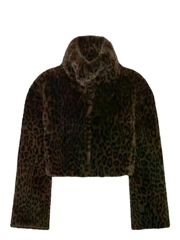 ROTATE BY BIRGER CHRISTENSEN Faux-fur Crop Jacket - Brown
