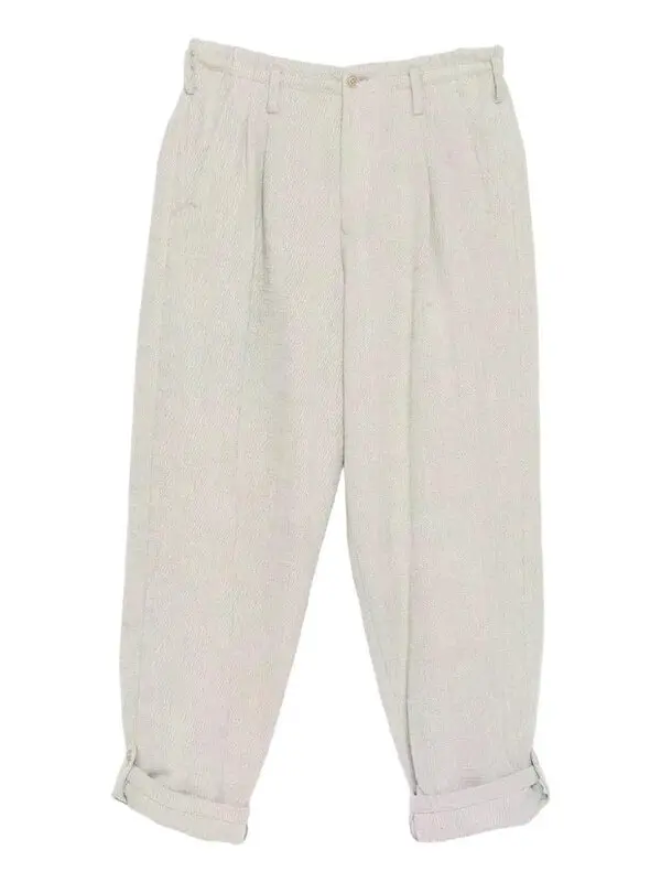 Yohji Yamamoto Pleated Cuff-tab Trousers - Neutrals