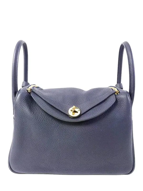Hermès 30 Lindy Leather Tote Bag - Blue