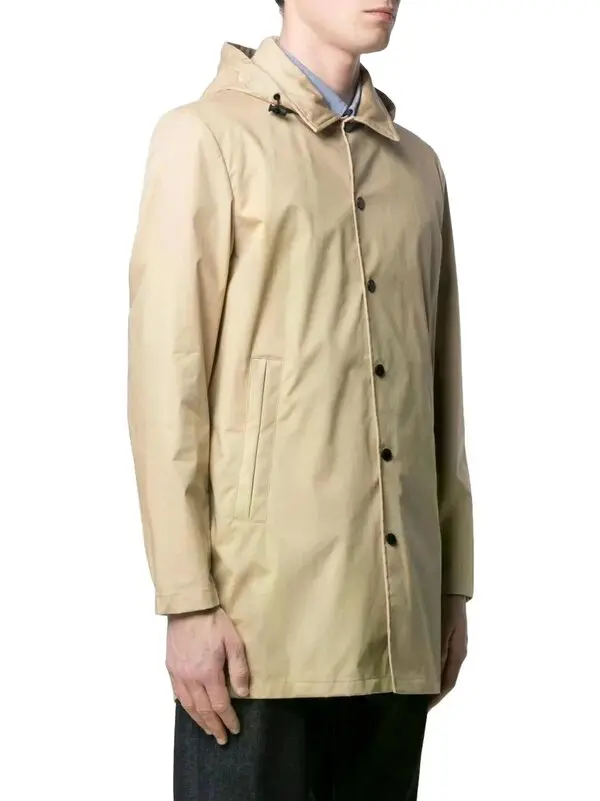 Woolrich Press Stud Fastening Hooded Coat - Neutrals