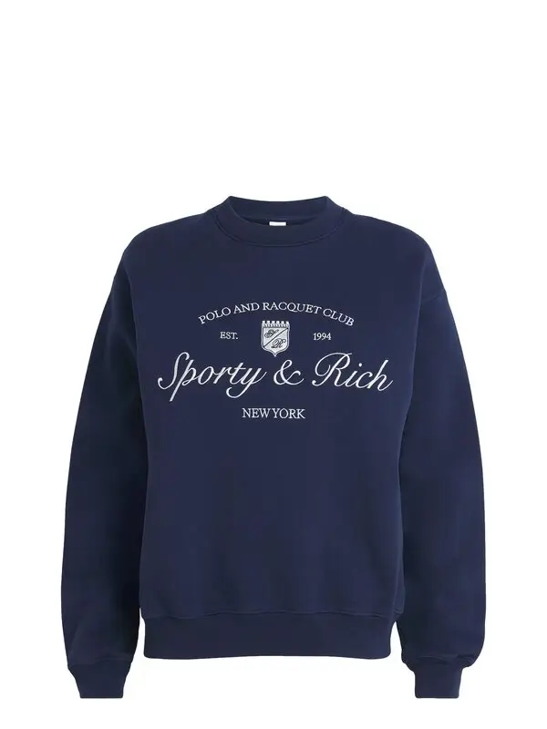 SPORTY & RICH Syracuse Embroidered Sweatshirt - Navy