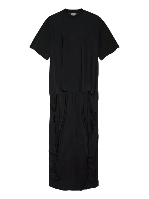 Balenciaga Cotton-blend High-low Train T-shirt - Black
