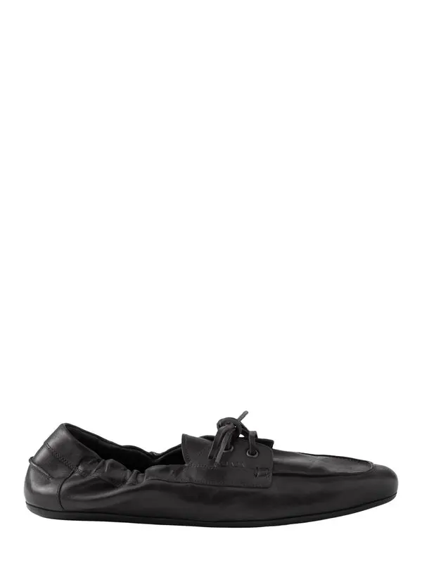 Prada Antiqued Leather Shuffle Loafers - Black