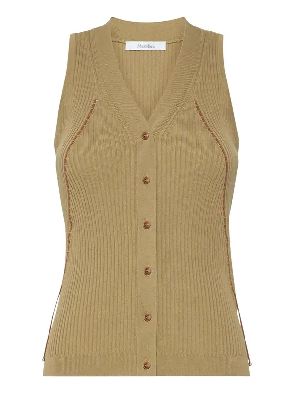Max Mara Knitted Contrast-trim Waistcoat - Brown