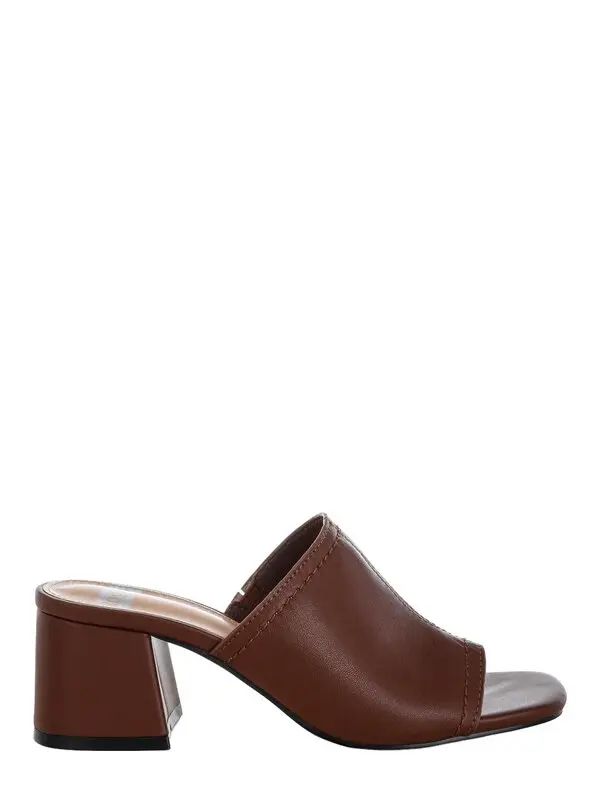 RAG & CO Wuling Slip-on Soft Leather Heels In By - Brown