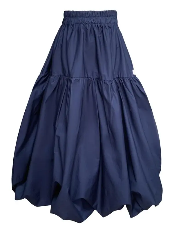 FROCK TALES Mylar Puffball Midi Skirt In Navy - Blue