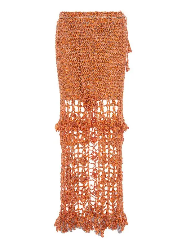 ANDREEVA Chrysanthemum Handmade Crochet Skirt - Orange