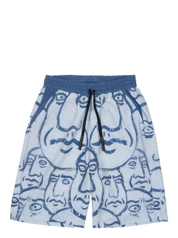 MYSIMPLICATED Bermuda Shorts In With Faces Design Recycled Fabric W - Blue