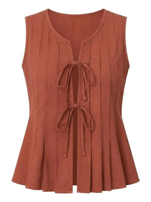 Mind Traveler Gigi Linen Top - Brown