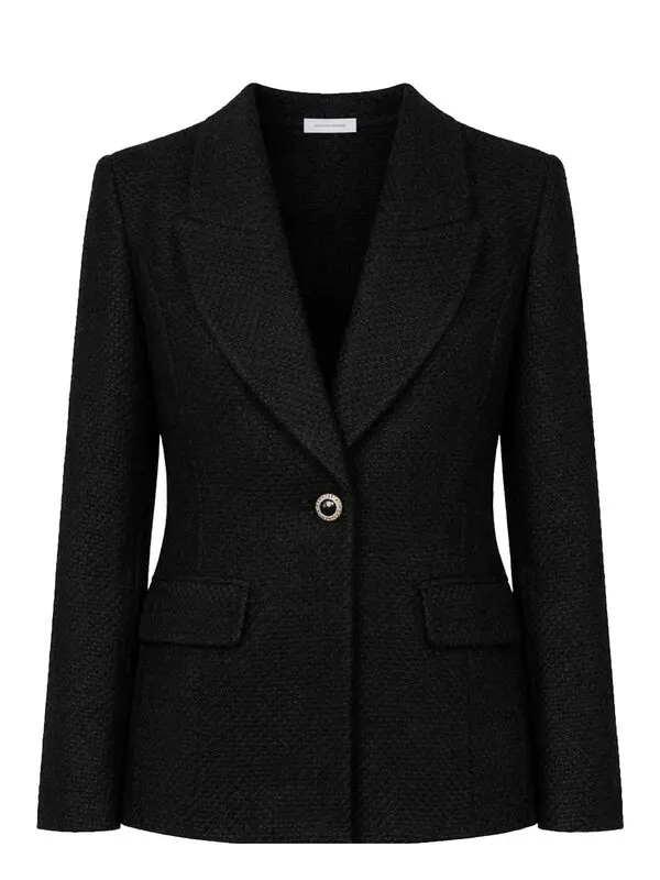 NUVV COLLECTION Casual Tweed Blazer - Black