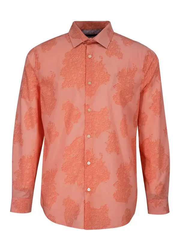 LORDS OF HARLECH Nigel Cutout Oxford Shirt Melon - Pink