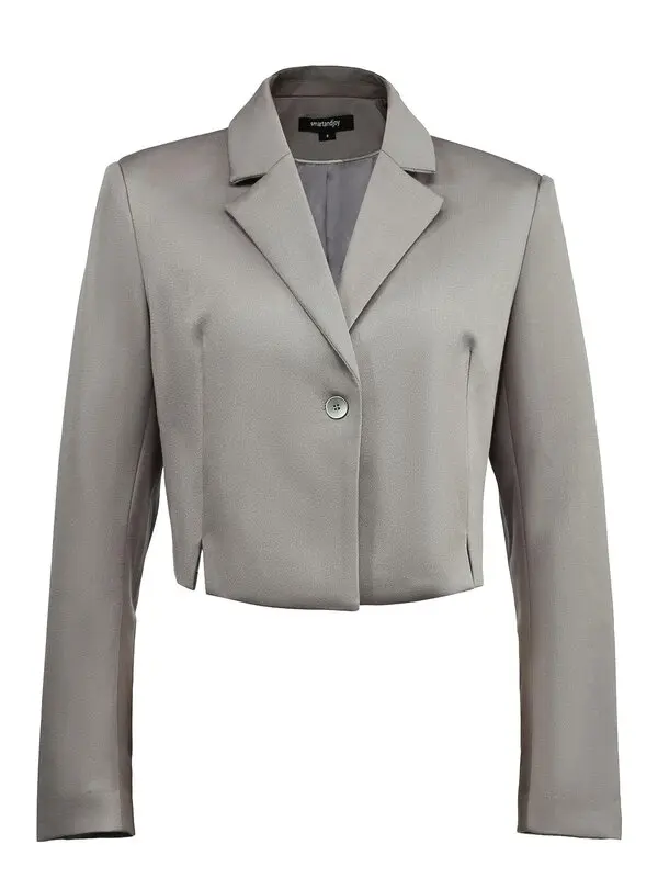 SMART AND JOY Crop Tailor Jacket - Grey
